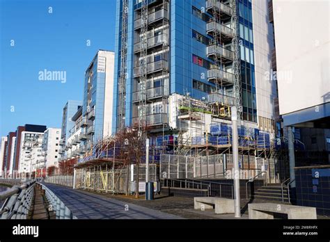 High Rise Residential Building Of Flats With Cladding Being Replaced