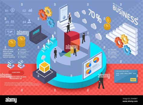 Set Of 3d Infographics For Business Data Analysis Landing Page Template Charts And Analyzing