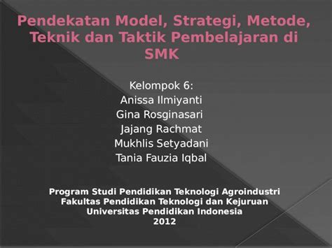 PPTX Pendekatan Model Strategi Metode Teknik Dan Taktik