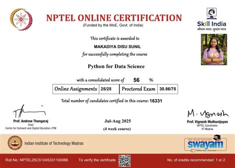 Nptel Python Datascience Learningjourney Professionalgrowth Disu