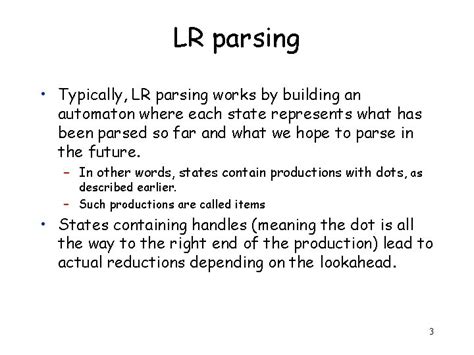 Lr Parsing Techniques Slr Not In The Book