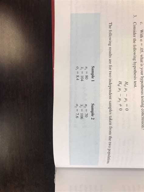 Solved c with α what is your hypothesis testing Chegg