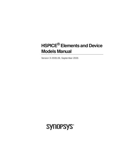 Pdf Hspice Elements And Device Models Manual€¦ · Hspice® Elements And