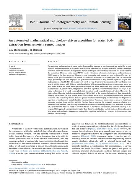 Pdf Isprs Journal Of Photogrammetry And Remote Sensing An Automated Mathematical Morphology