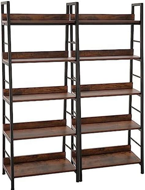 Industrial Bookshelf Ladder Tier Narrow Floor Freestanding Rack Leaning Book Shelves Plants