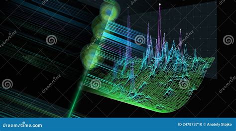 abstract background with bending 3d grid and color lines visual