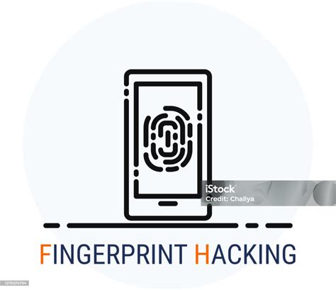 Gaya Ikon Garis Hacker Cyber Crime Menyerang Fingerprint Hacking Untuk Desain Web Ilustrasi Stok