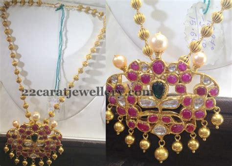 Simple Gold Ruby Set 18 Gms Jewellery Designs