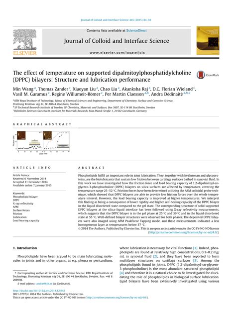 Pdf The Effect Of Temperature On Supported Dipalmitoylphosphatidylcholine Dppc Bilayers