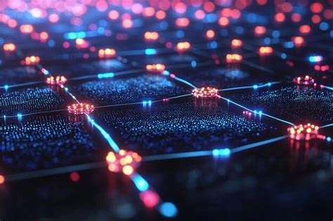 Blockchain Technology Background In Gradient Blue Premium Ai Generated Image