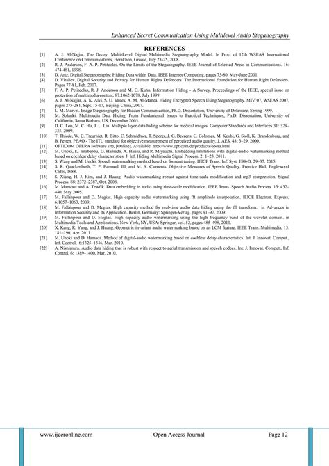 Enhanced Secret Communication Using Multilevel Audio Steganography Pdf