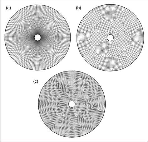 Meshes Of The Fg Rotating Disk A Mesh 1 B Mesh 2 And C Mesh 3 Download Scientific