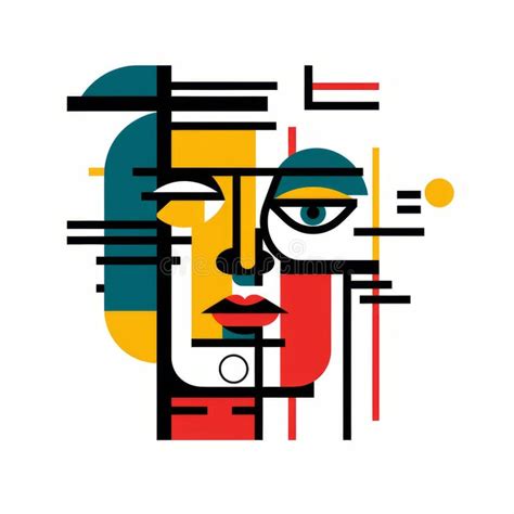 Contemporary Constructivist Geometrical Vector Face Portrait Stock