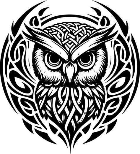 Black And White Line Art Of Owl Head Good Use For Symbol Mascot Icon