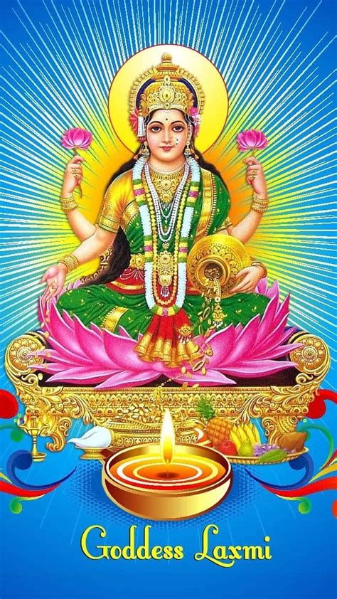 Download Goddess Lakshmi Traditional Depiction Wallpaper
