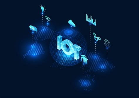 사물인터넷 Iot 기술은 세계 지도에 표시된 원 안에 있습니다 프리미엄 벡터