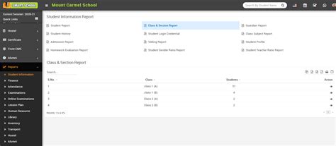 How To Check Class And Section Report Smart School School Management