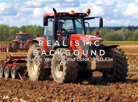 Red Tractor Working A Field In The Spring Premium Ai Generated Psd