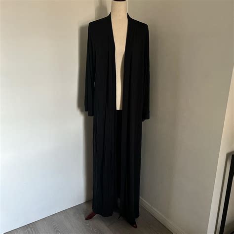 Black Floor Length Night Robe With Lace Detailing On Depop