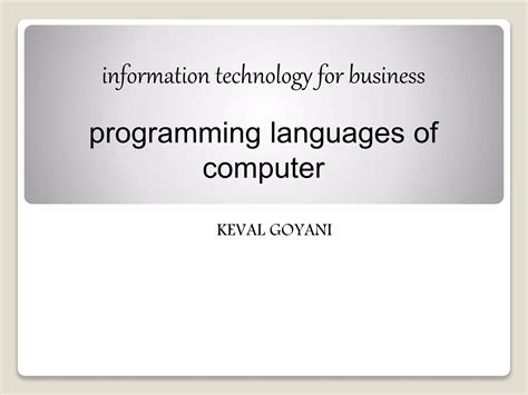 Programming Languages Of Computer Pptx Programming Languages Computing
