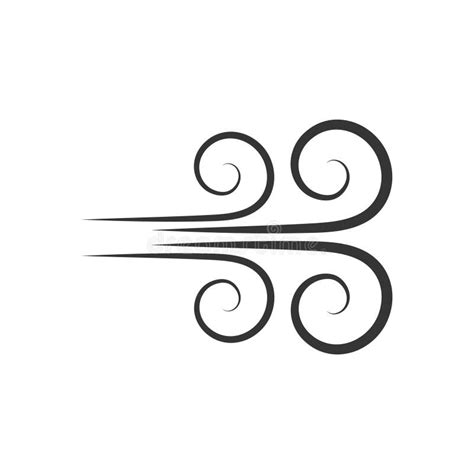 Wind Direction Of Air Movement Sign Black Curl Lines Silhouette Sign