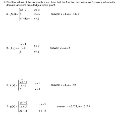 Solved Find The Values Of The Constants A And B So That Chegg Com
