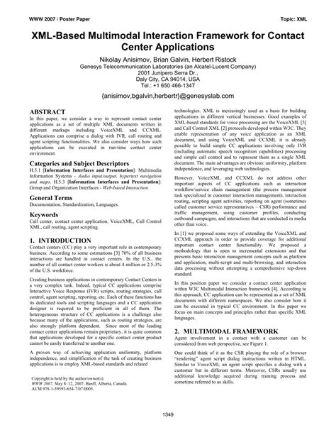 pdf xml based multimodal interaction framework for contact center applications