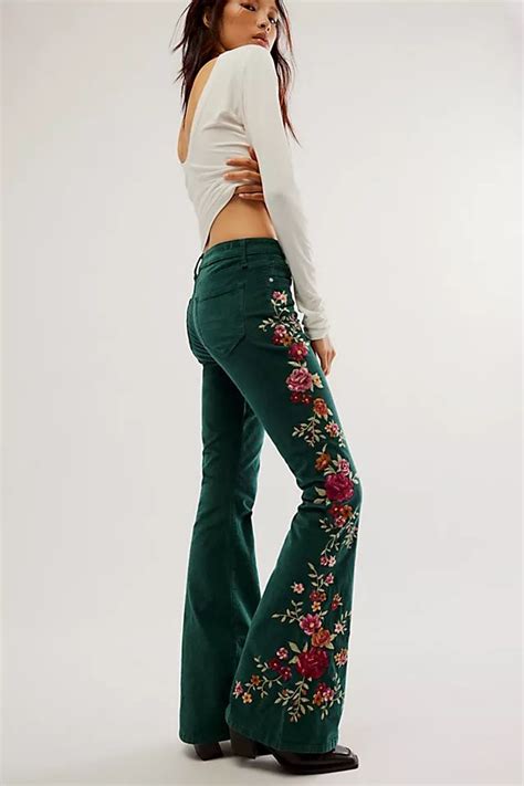 Driftwood Farrah Embroidered Cord Flare Jeans In 2024 Fashion Inspo
