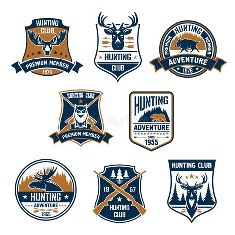 Hunting Sport Club Icons And Emblems Stock Vector Illustration Of