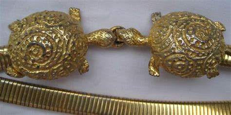 Vintage Gold Tone Belt With Turtle Buckles
