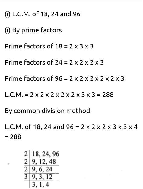 How To Find The Lcm By Prime Factorization Method Of 18 24 And 96 And Also By Division Method