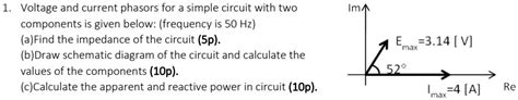 solved voltage and current phasors for a simple circuit with two