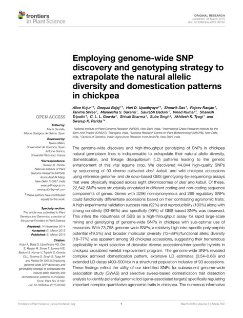 Pdf Employing Genome Wide Snp Discovery And Genotyping Strategy To