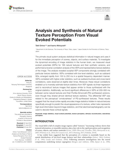 Pdf Analysis And Synthesis Of Natural Texture Perception From Visual