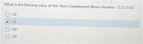 Solved What Is The Decimal Value Of This Twos Complement
