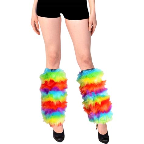 Rainbow Furry Leg Warmers Stockings And Socks Costumes
