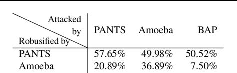 table 2 from robustifying ml powered network classifiers with pants