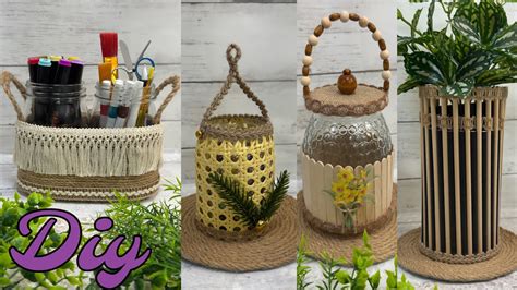 4 Diy Glass Jar Decoration Craft Ideas Recycling Jardiyjar Youtube