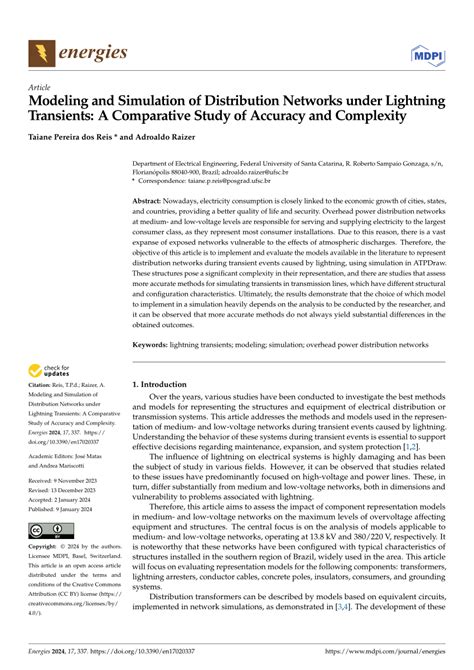Pdf Modeling And Simulation Of Distribution Networks Under Lightning Transients A Comparative