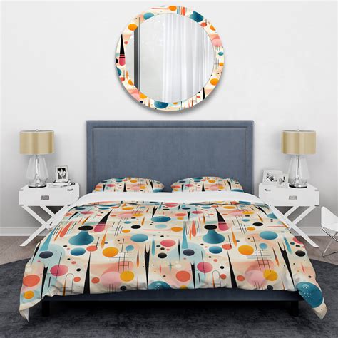 Design Art Kamirah Multicolor Mid Century Geometric Pattern On Beige