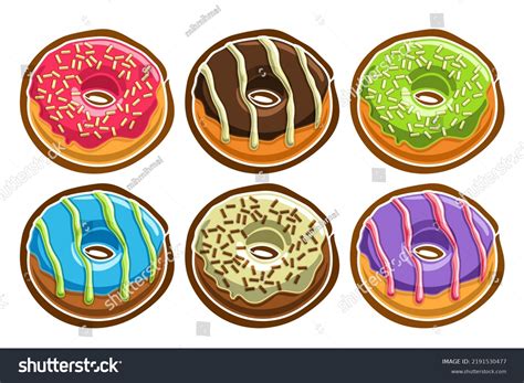 Set Assorted Donuts Collection 6 Cut Stock Illustration 2191530477