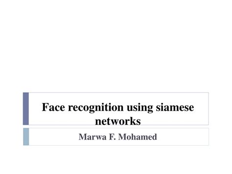 PDF Face Recognition Using Siamese Networks