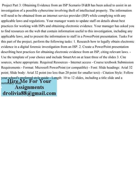 Project Part 3 Obtaining Evidence From An Isp Scenario Dandb Has Been Pdf