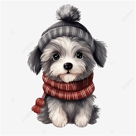 Cute Doodle Dog In Sweater For Christmas Day Dog Canine Doggy Png