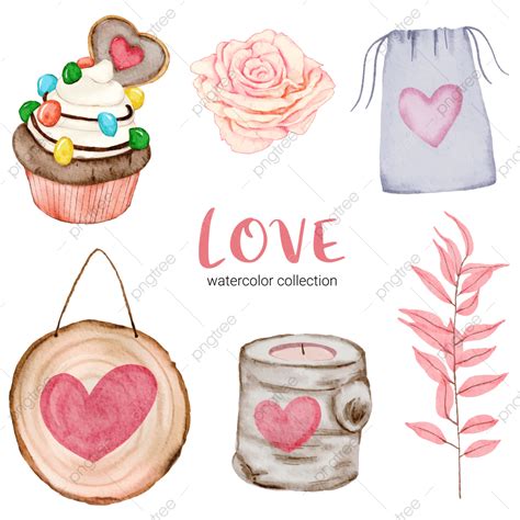Love Heart Valentine Vector Art Png Set Of Big Isolated Watercolor