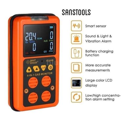 Jual Smart Sensor St8900 4 In 1 Monitor Gas Detector O2 Co Lel H2S St