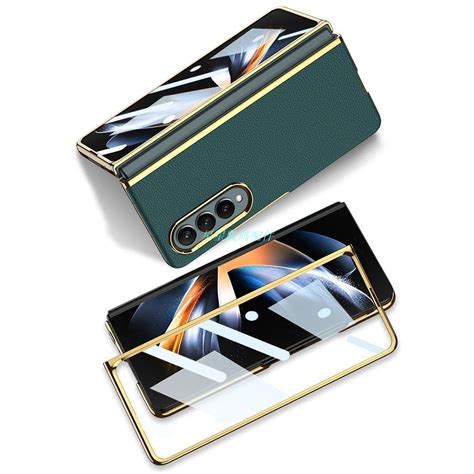 三星zfold4手機殼samsung 適用於三星 Galaxy Z Fold 4 手機殼時尚皮革外殼豪華電鍍外殼的 Yahoo奇摩拍賣