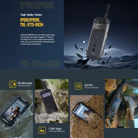 New Original Ulefone Armor 20wt Rugged Phone Walkie Talkie Function Dual 4g 20gb 256gb 10850mah