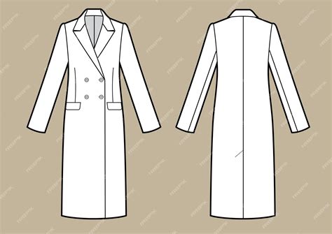 Premium Vector Technical Drawing Of Classic Double Breasted Coat