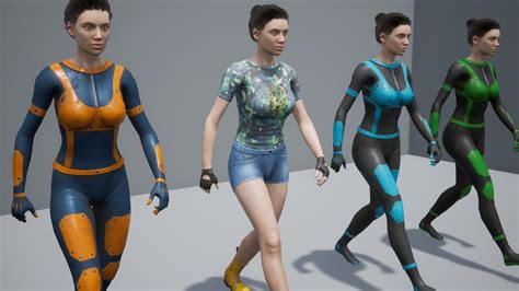 3D Model Cyber Girl Sci Fi Modular Character Unreal Engine 4 Game Ready